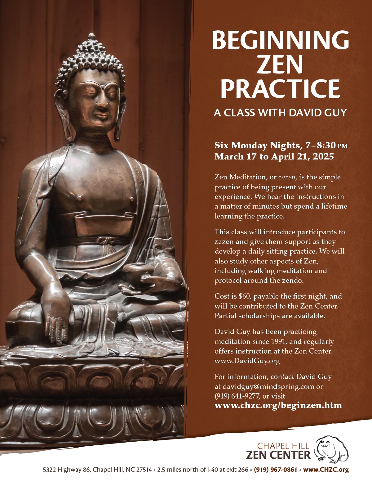 BEGINNING ZEN PRACTICE A CLASS WITH DAVID GUY - Chapelboro.com