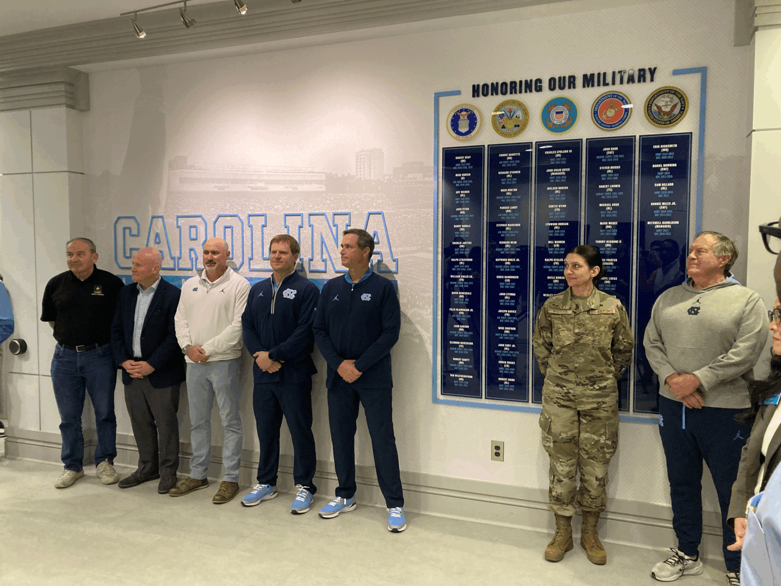 UNC Unveils Wall Honoring Military Service at Kenan Football Center ...